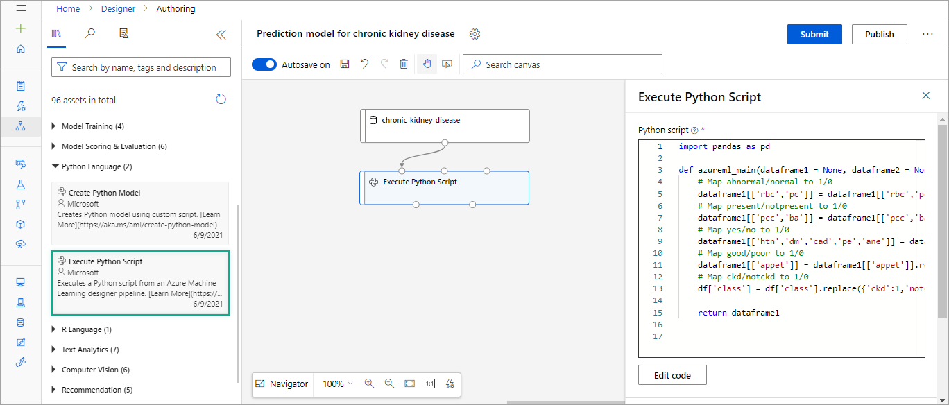 Predict the risk of chronic kidney disease with Azure Machine Learning